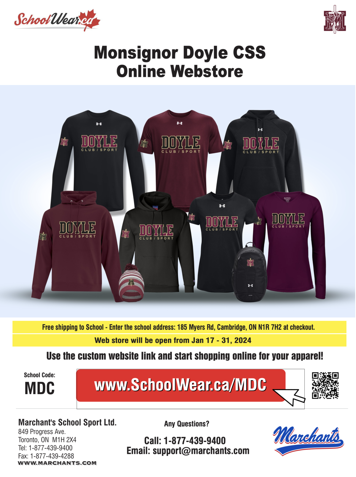 Athletic Spirit Wear NOW AVAILABLE! - Monsignor Doyle C.S.S.